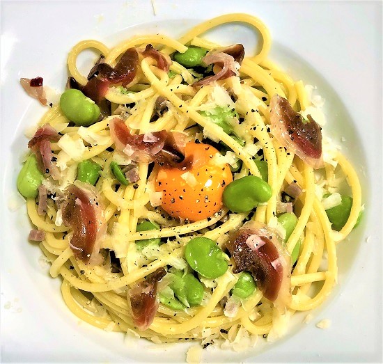 Spaghetti with Duck Prosciutto, Broad Beans and Aged Parmesan – The ...